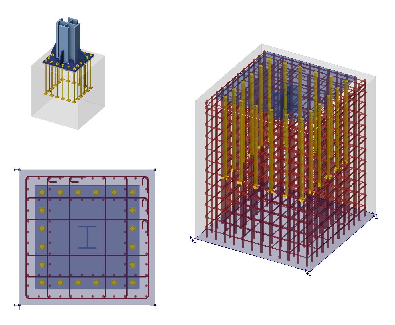 ACI - Pedestal anchoring reinforcement | IDEA StatiCa